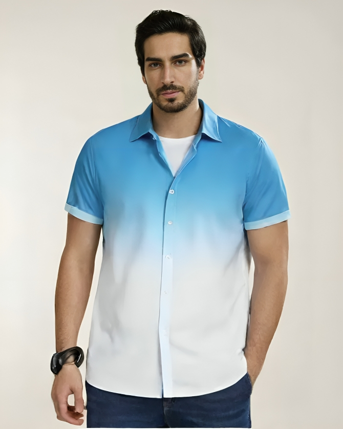 Ocean Blue Ombre Prints Shirt | Ombre shirt men's - Londonprints ...